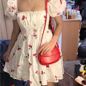 Dresses | Cherry Print Ruched Dress | Poshmark